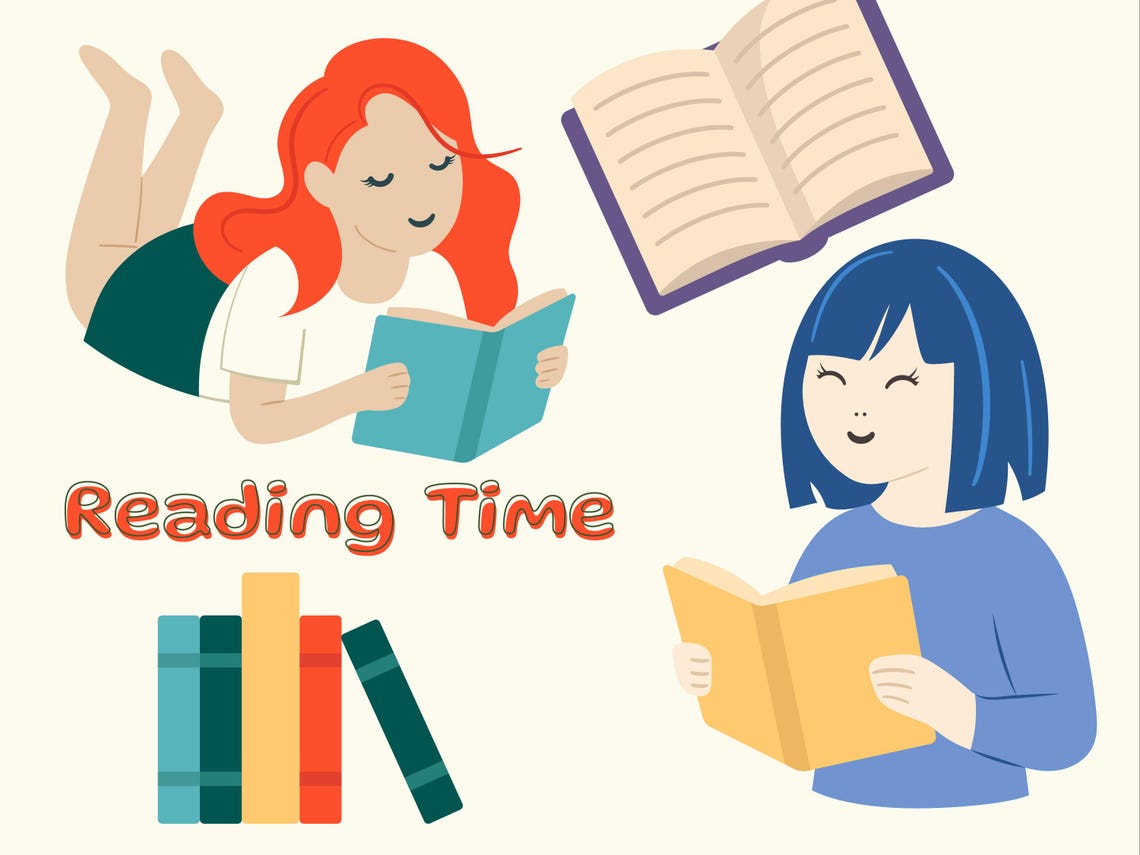 Reading Time Clipart Set | 9 PNG and SVG | Bookish Illustrations ...