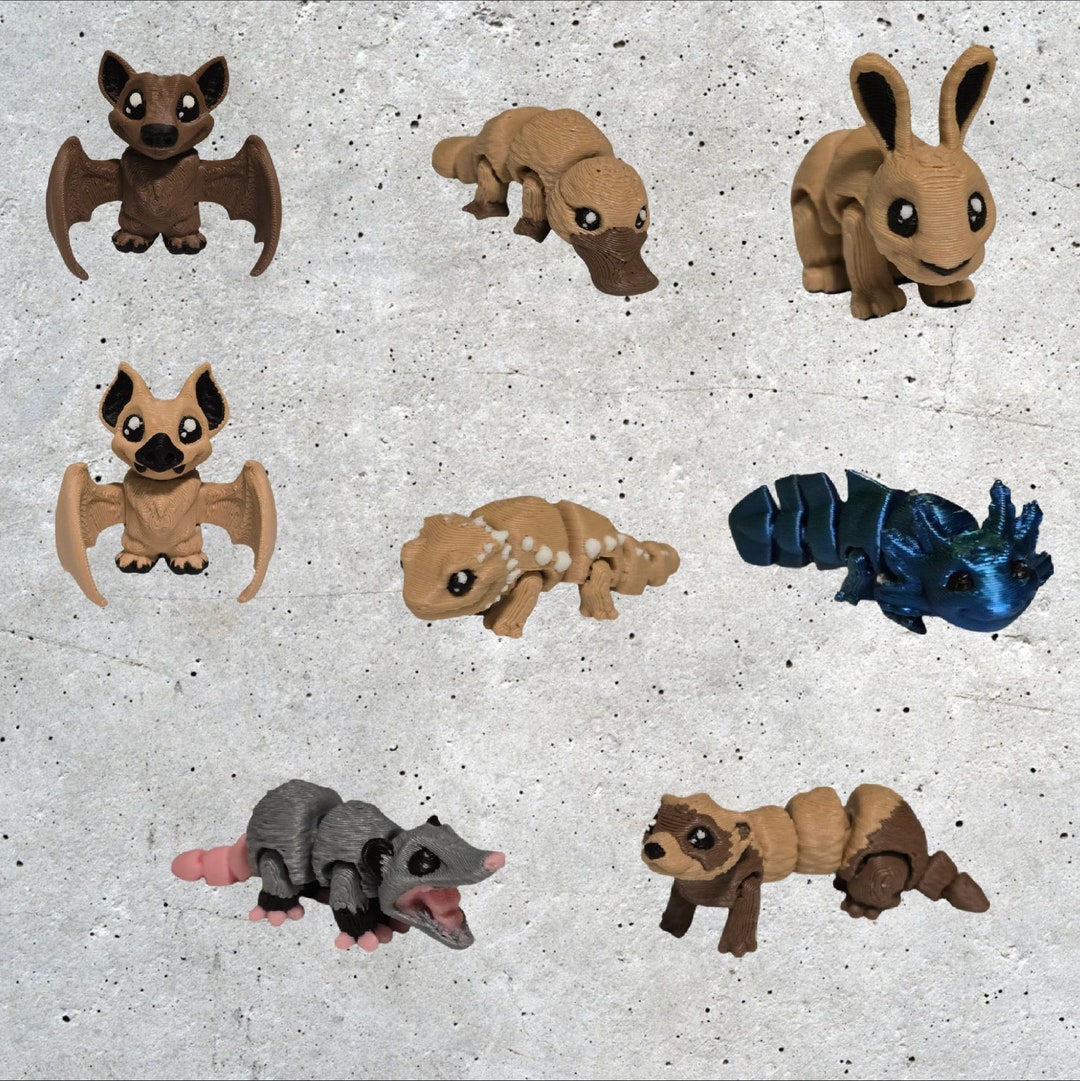 Articulating Mini Pocket Pets | 3D Printed Fidget Animals | 1.5-2 Inch ...