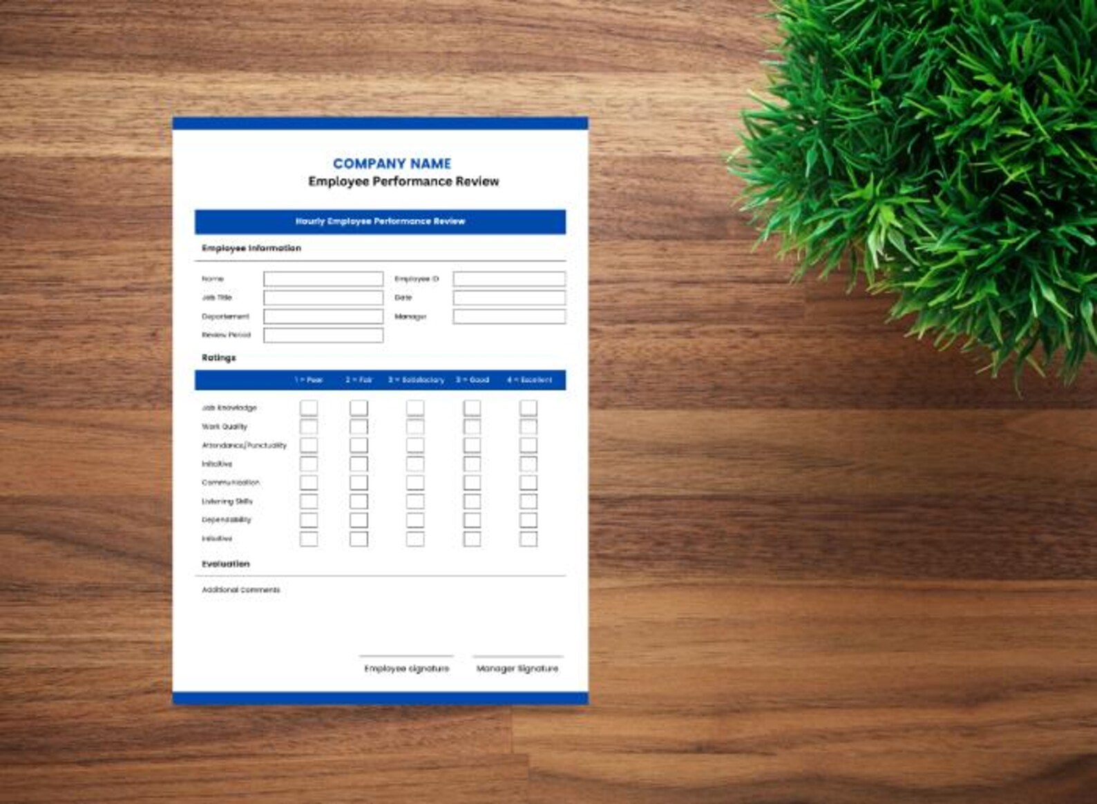 HOURLY PERFORMANCE REVIEW // Performance Template / Pip / Employee ...