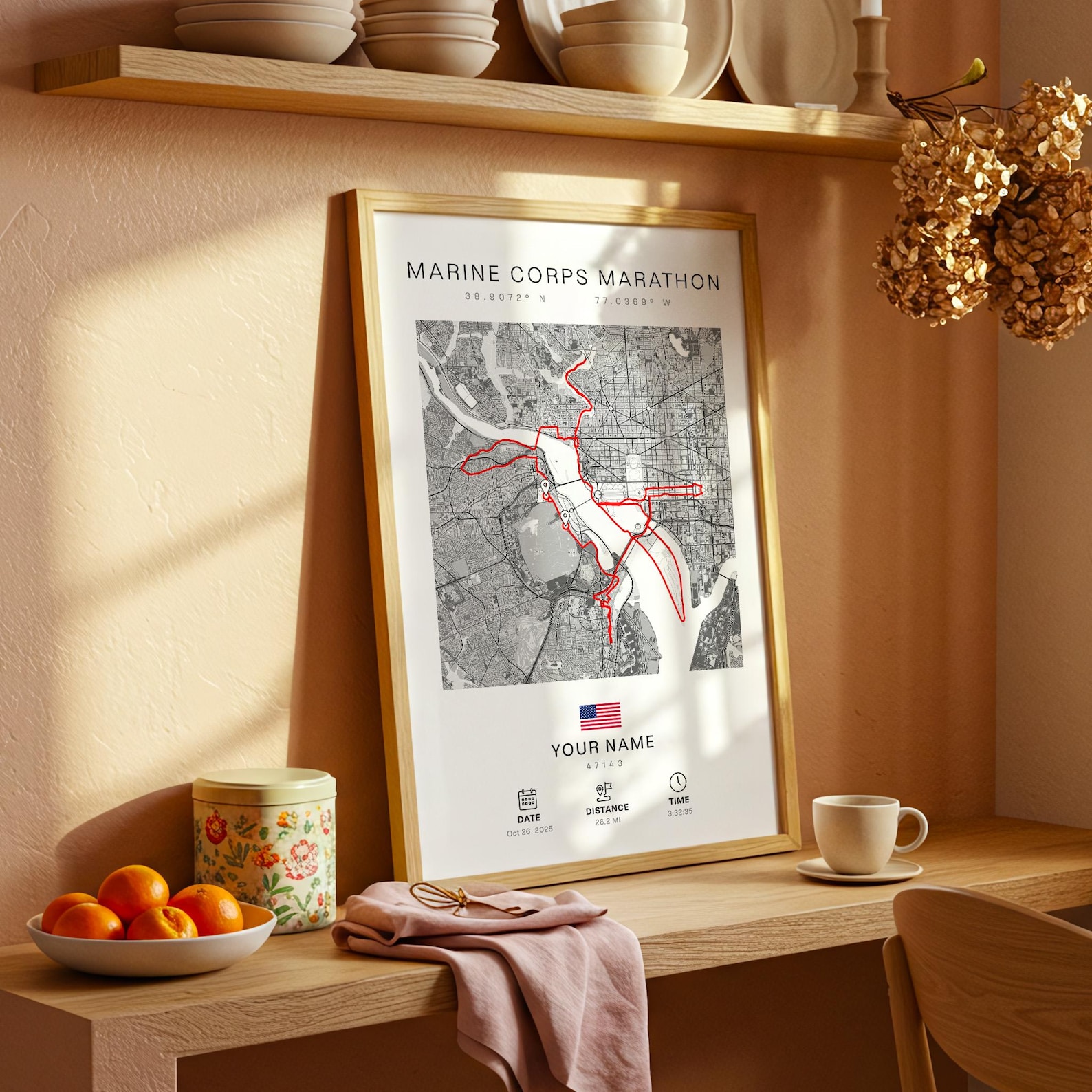 Personalized Marine Corps Marathon Map Print – Custom Runner Gift - Etsy