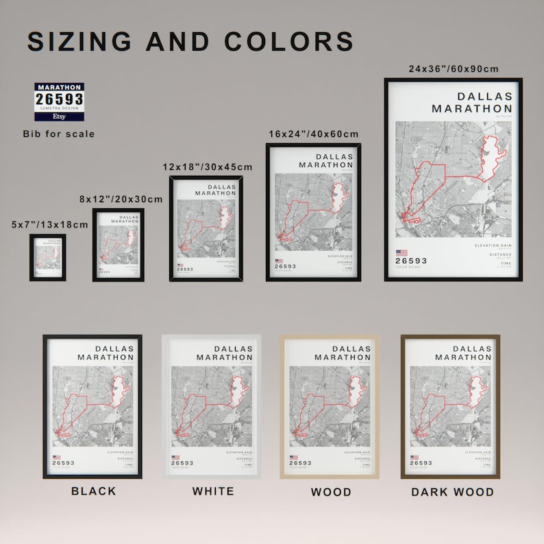 Personalized Dallas Marathon Gift Print, Custom Race Route Map Poster ...
