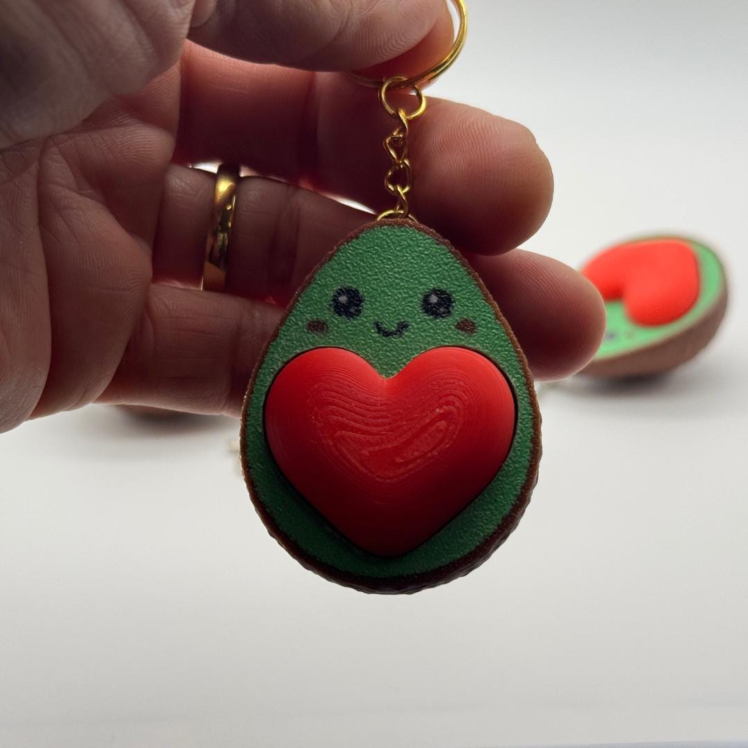 Avocado Heart Fidget Clicker: 3D Printed Stress Relief Keychain ...