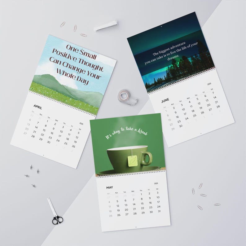 2025 Wall Calendar, Motivational Quotes Monthly Calendar, Office Wall ...
