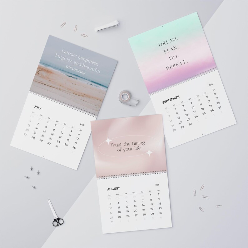 2025 Wall Calendar, Motivational Quotes Monthly Calendar, Office Wall ...