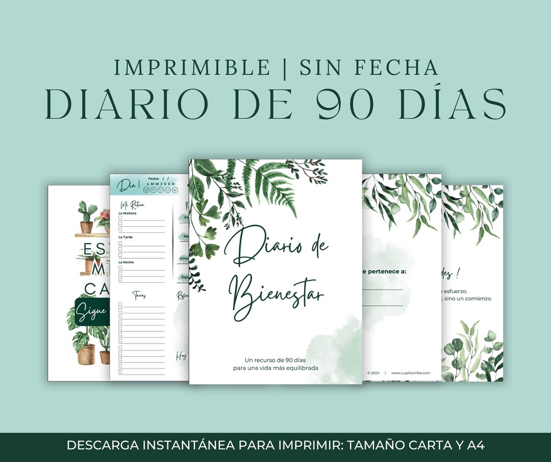 Diario De Bienestar - 90 Dias [spanish Wellness Journal - 90 Days] - Etsy