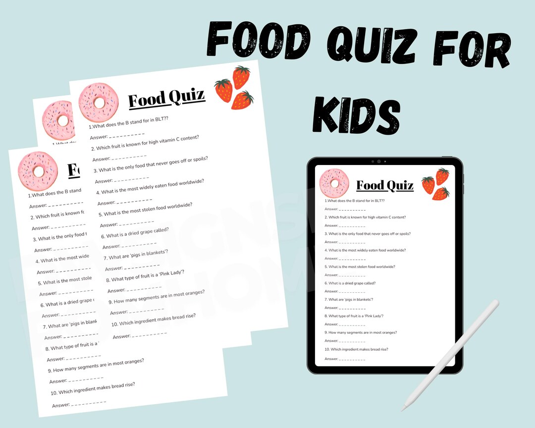 Kids Food Quiz With Answers | Printable School Supplies | Fun at Home ...