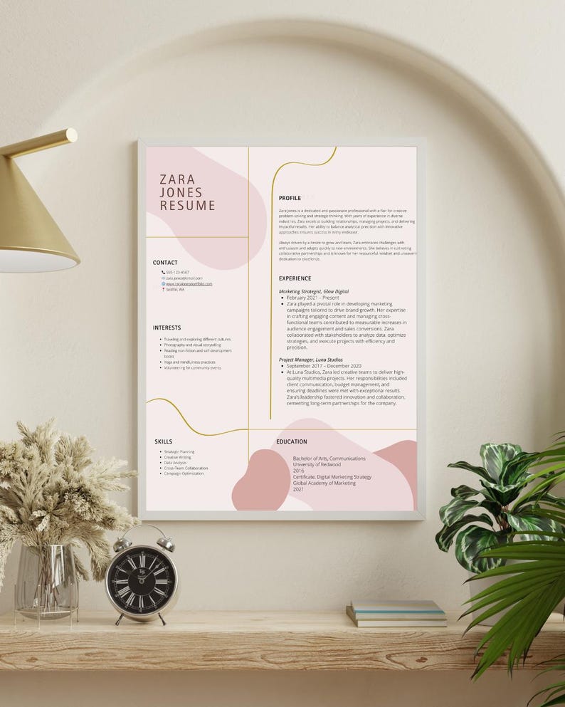 Modern Professional Resume Template | Editable in Canva | Minimalist ...