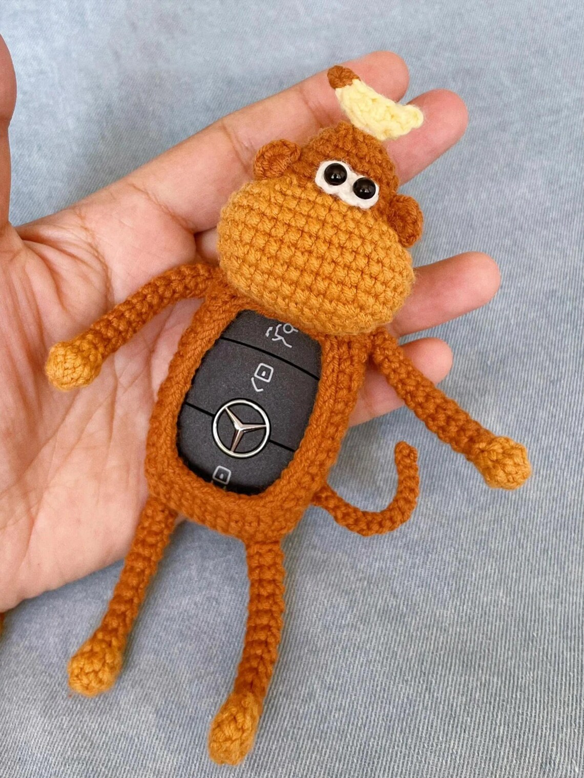 Crochet Monkey Car Key Cover Pattern Cute Keychain DIY Gift Handmade ...