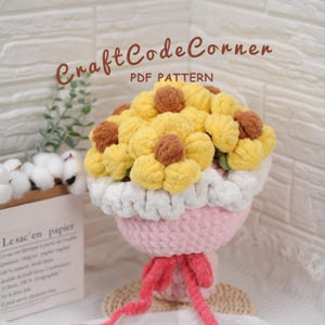 Chunky Puff Bouquet Crochet Pattern | Jumbo Yarn Flower Arrangement ...