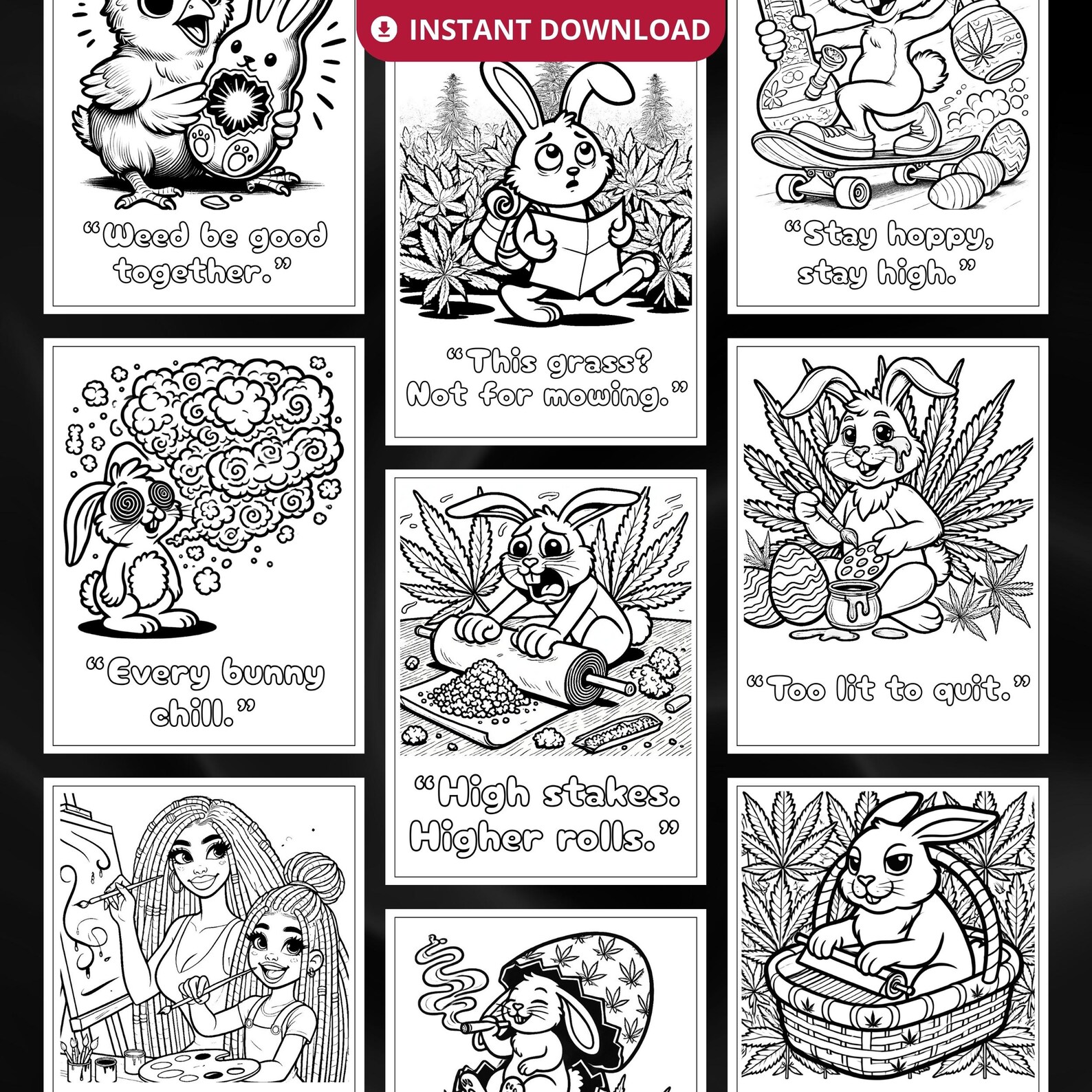 420 Animal Coloring Pages, Funny Animals Coloring Book, Wake and Bake ...