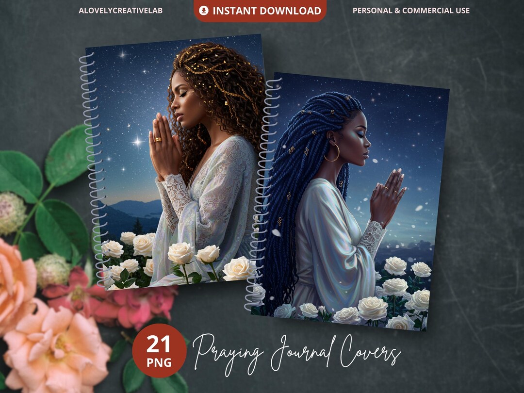 Praying Woman Journal Covers, Spiritual Notebook PNG, Prayer Journal ...