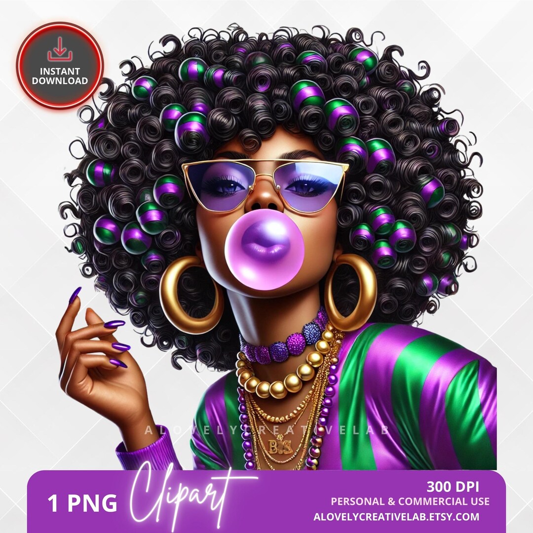 Black Mardi Gras Diva PNG, Masquerade Glam Clipart, Melanated Woman ...