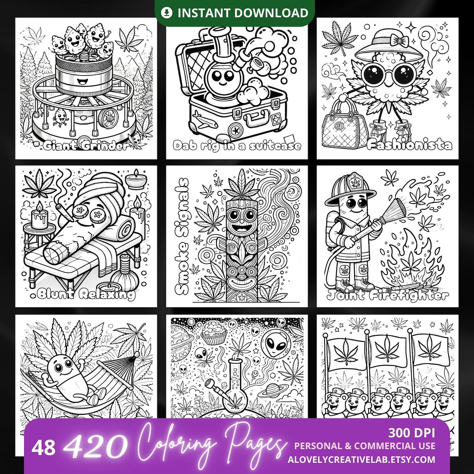 Kawaii Cannabis Coloring Pages, Stoner Art (PDF) - Etsy