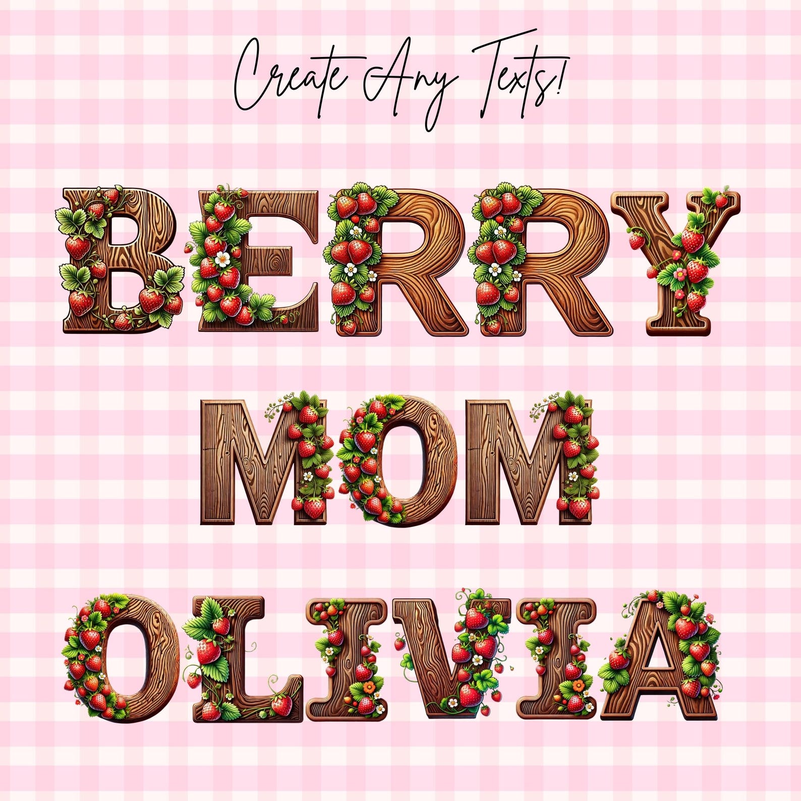 Strawberry Alphabet Letters Clipart PNG, Strawberry Font, Summer Fruits ...
