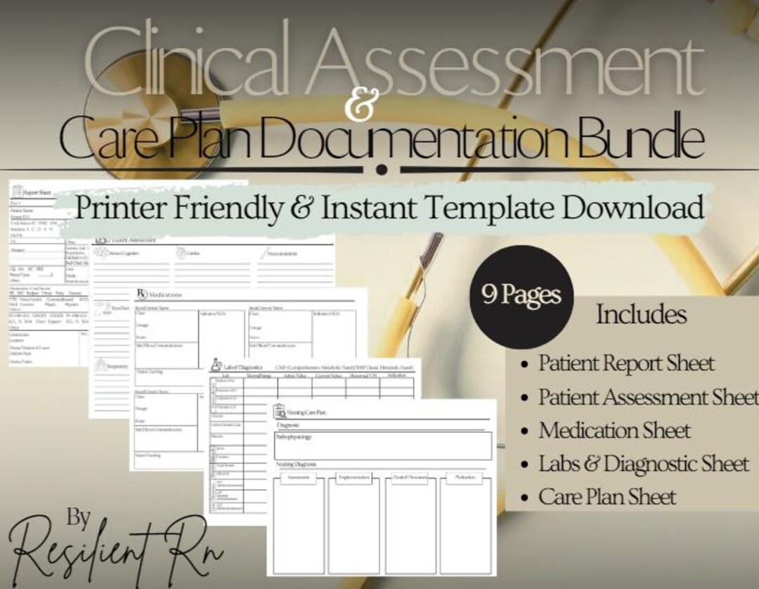 Clinical Assessment and Care Plan Bundle Template - Etsy