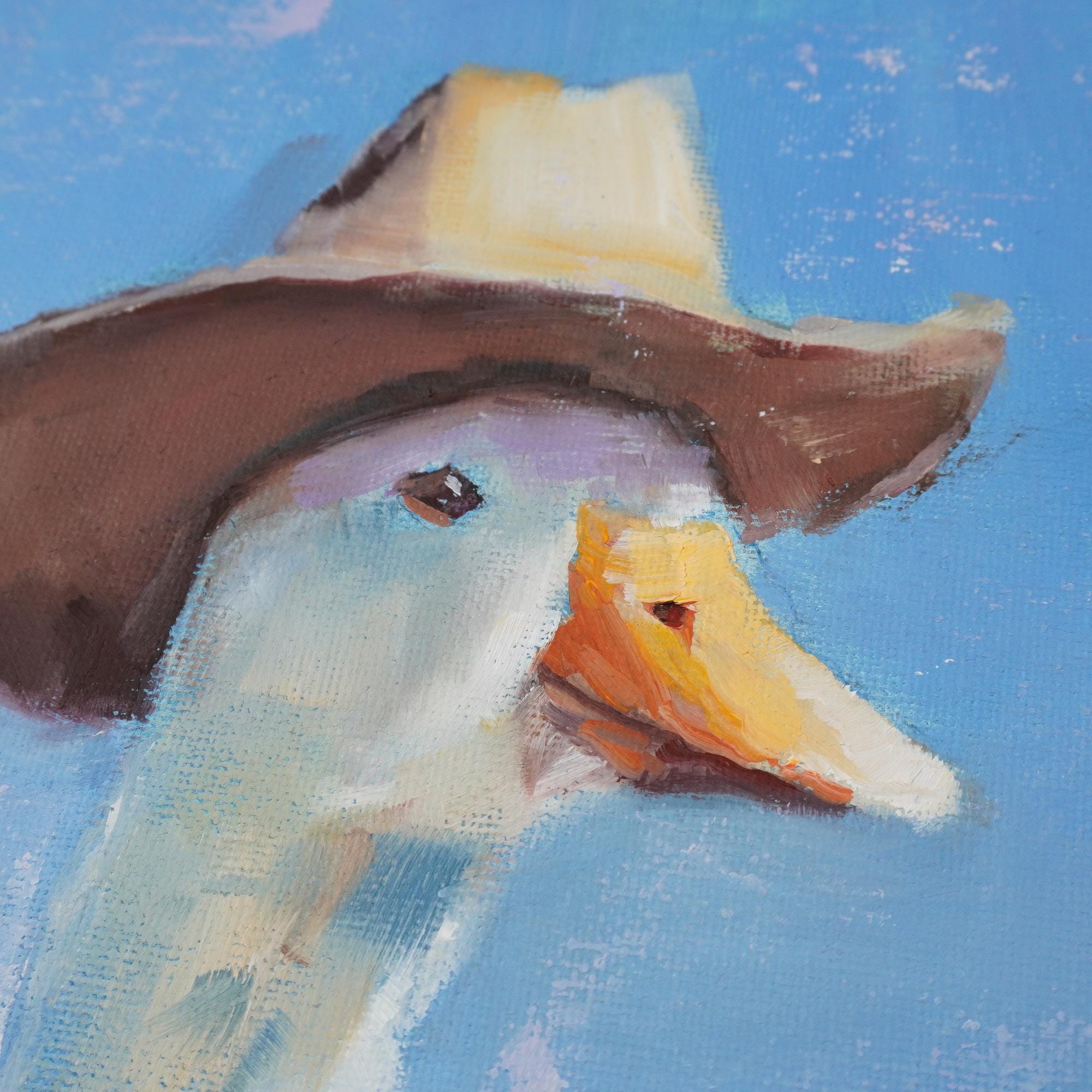 Goose in Cowboy Hat Original Oil Painting - Etsy