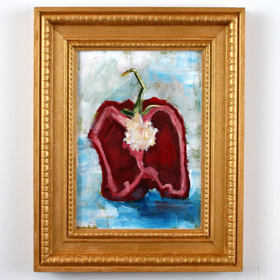 Red Bell Pepper Painting: Hand-painted Original Food Art, Kitchen Wall ...