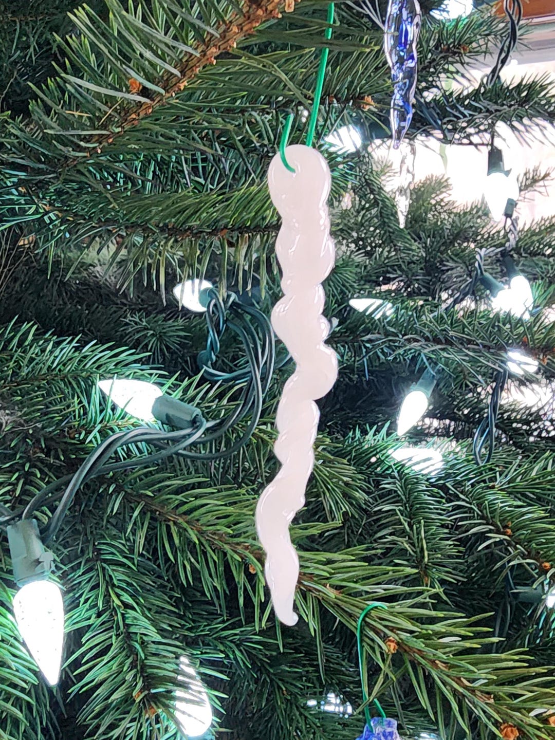 Handmade Art Glass Icicle Christmas Tree Ornament Hanging Window Decor ...