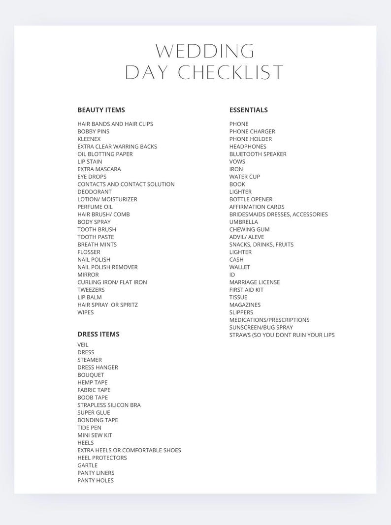Wedding Checklist - Etsy