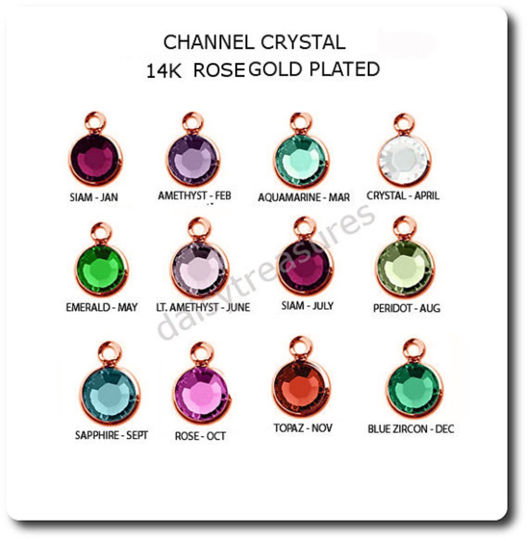 New! ROSE GOLD- 5 Pcs of January Through December ROSEGOLD Birthstones ...