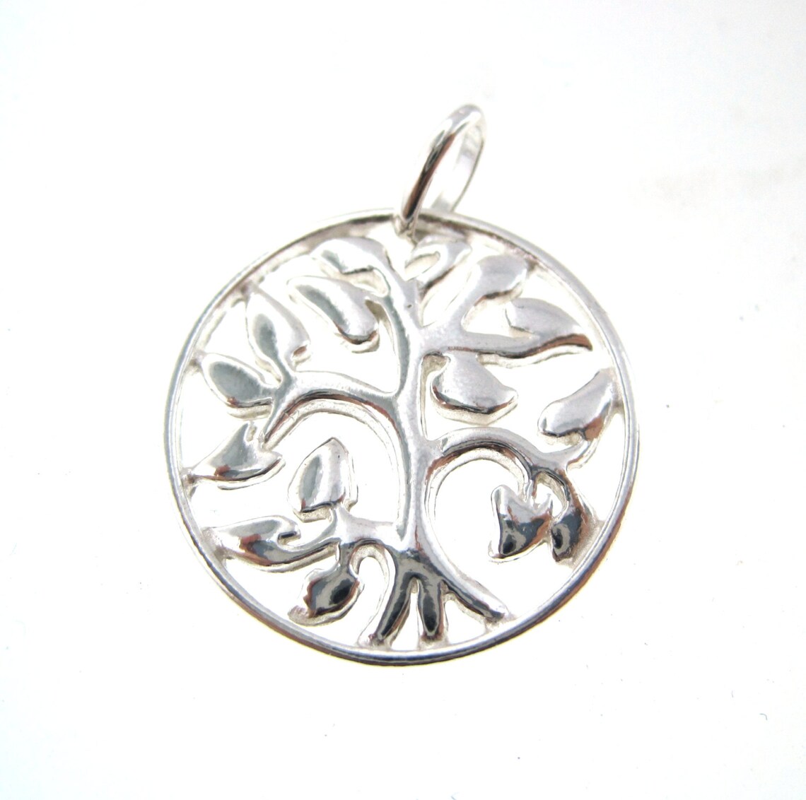 Large TREE Sterling Silver Charm Large 7/8 Inches / 19 Mm - Etsy
