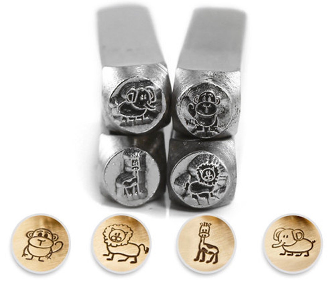 Stick Zoo Animals Stamp 4 Pack - Stickfigure 6mm Metal Design Stamps ...