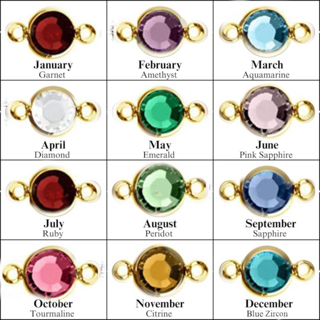 MIX of 10 of Each Birthstone Connectors Crystal 14K Gold Plated ...