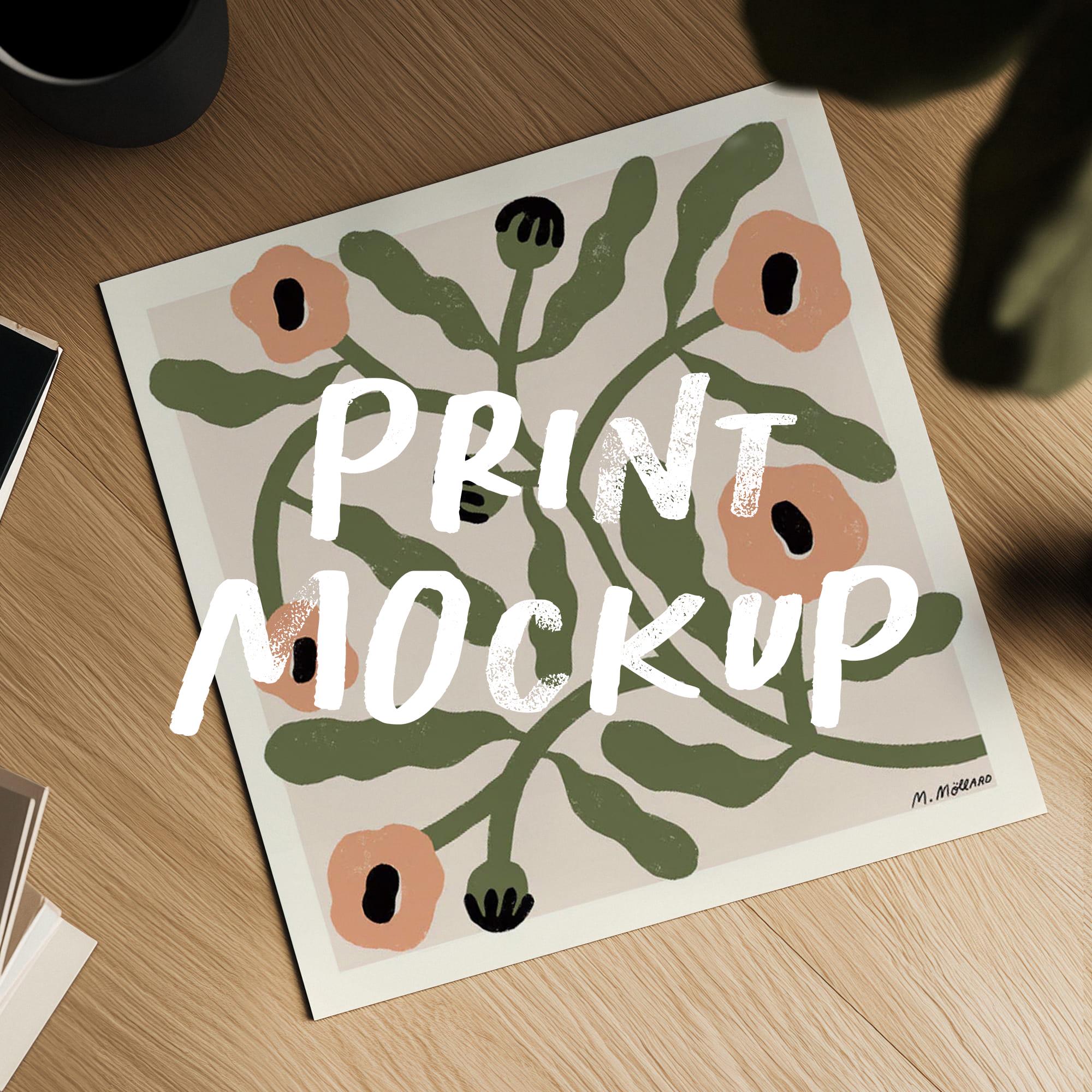 Square Print Frame Mockup for Photoshop, Print on Table Mock Up - Etsy