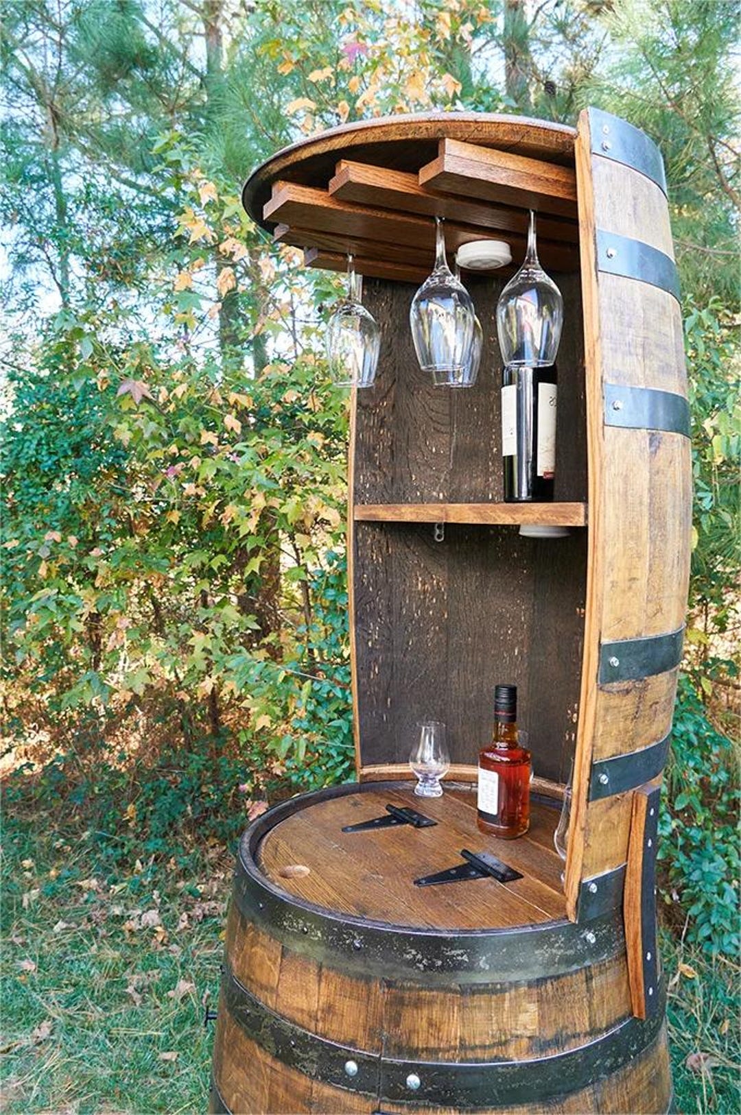 Double Whiskey Barrel, Display Liquor Cabinet Best for Indoor Party - Etsy