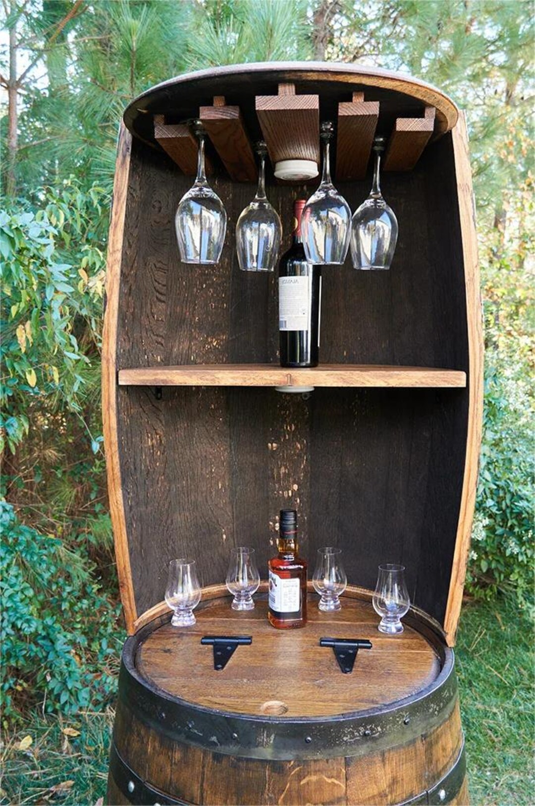 Double Whiskey Barrel, Display Liquor Cabinet Best for Indoor New - Etsy