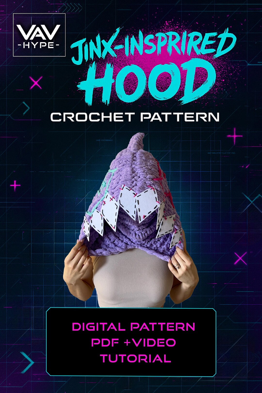 Jinx-inspired Shark Hood Crochet Pattern | DIY Loop Yarn Hood | PDF ...