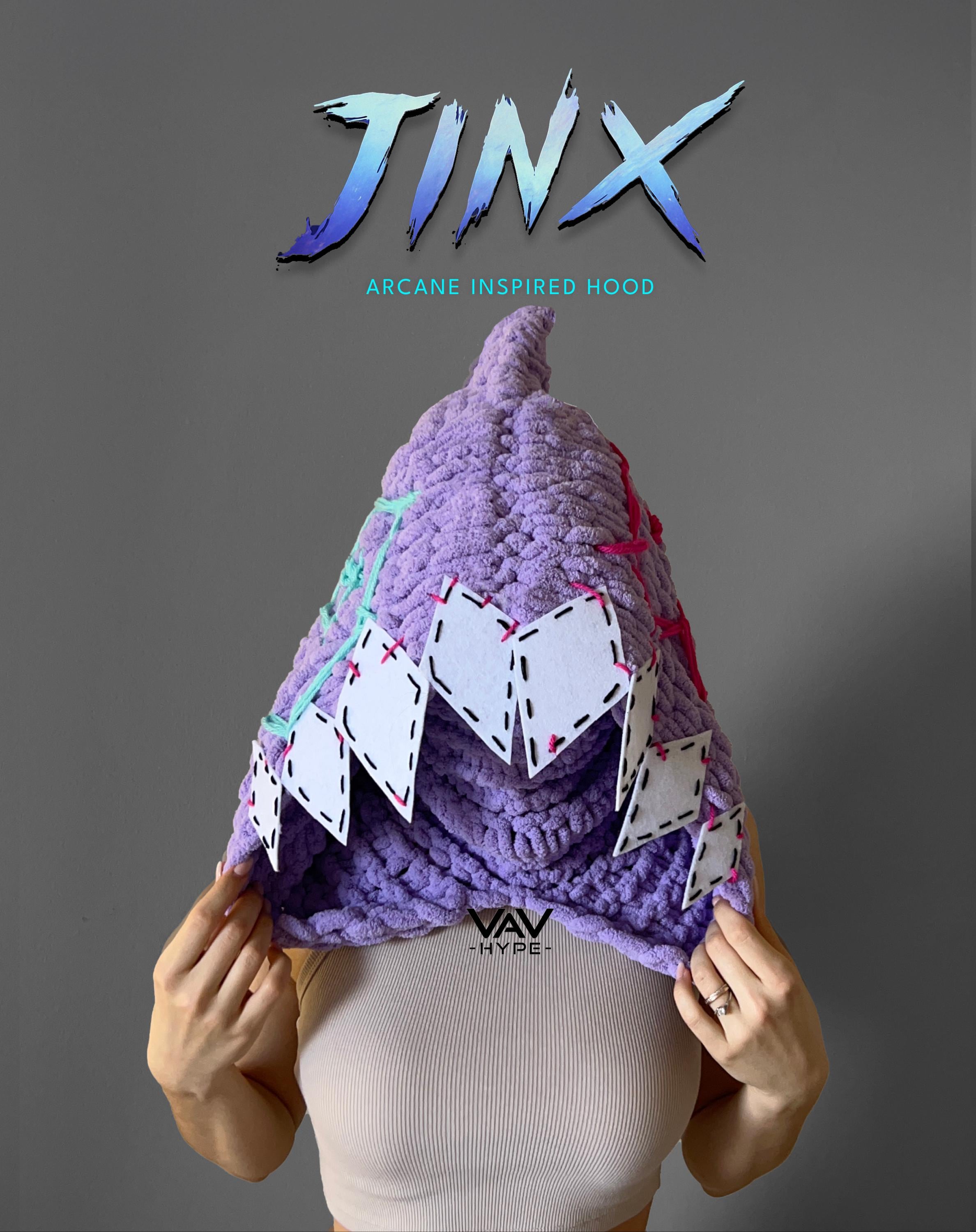 Jinx Inspired Crafted Shark Hood: Handmade Plush Cosplay Hat (ski ...