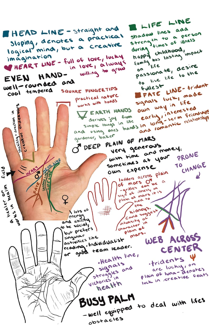 Palm Reading Diagrams and Maps - Etsy