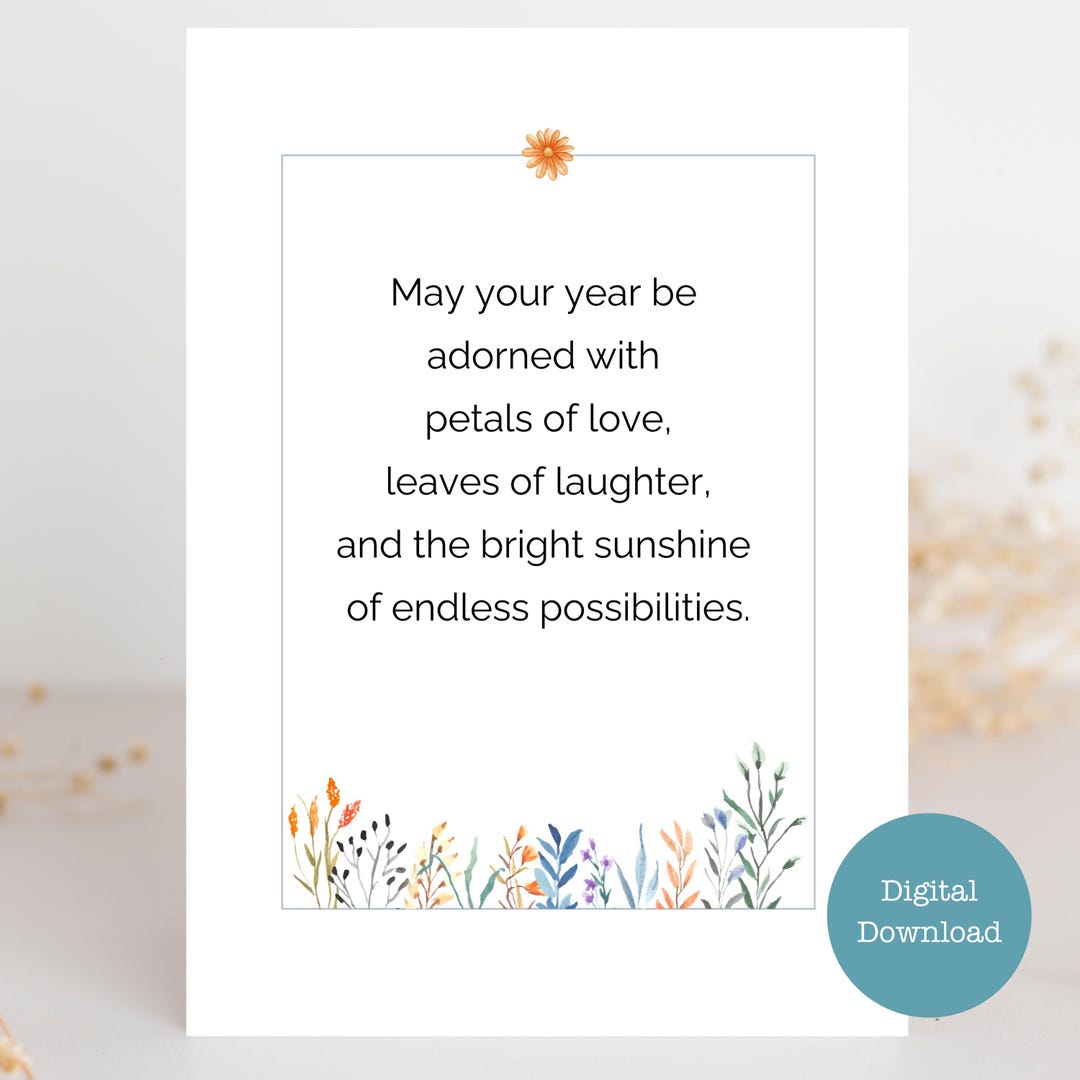 Floral Happy Birthday Card – Inspirational Poem (digital Download) - Etsy