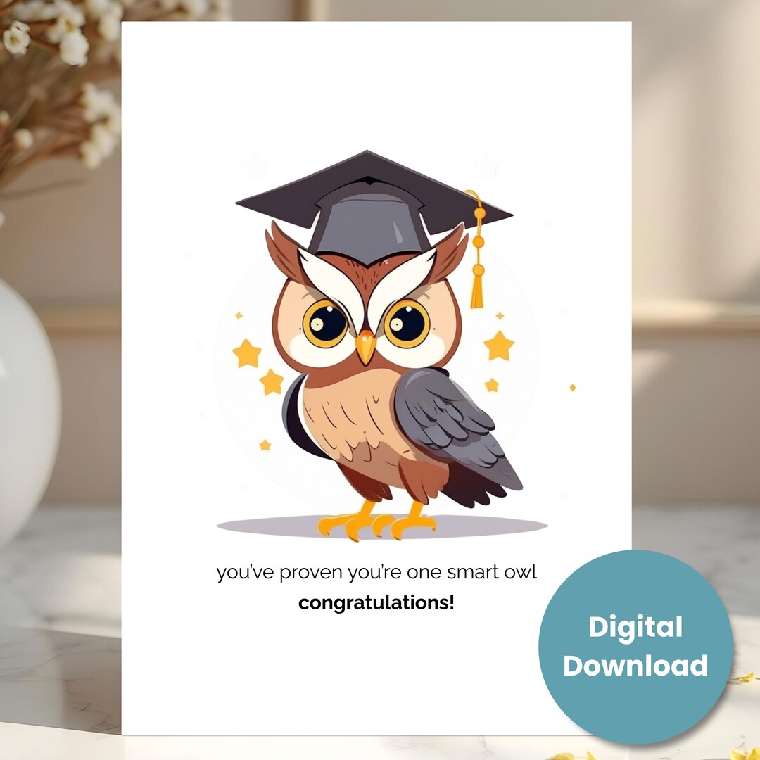 Wise Owl Grad Congrats - Graduation Celebration - Cute Cap Graduation ...