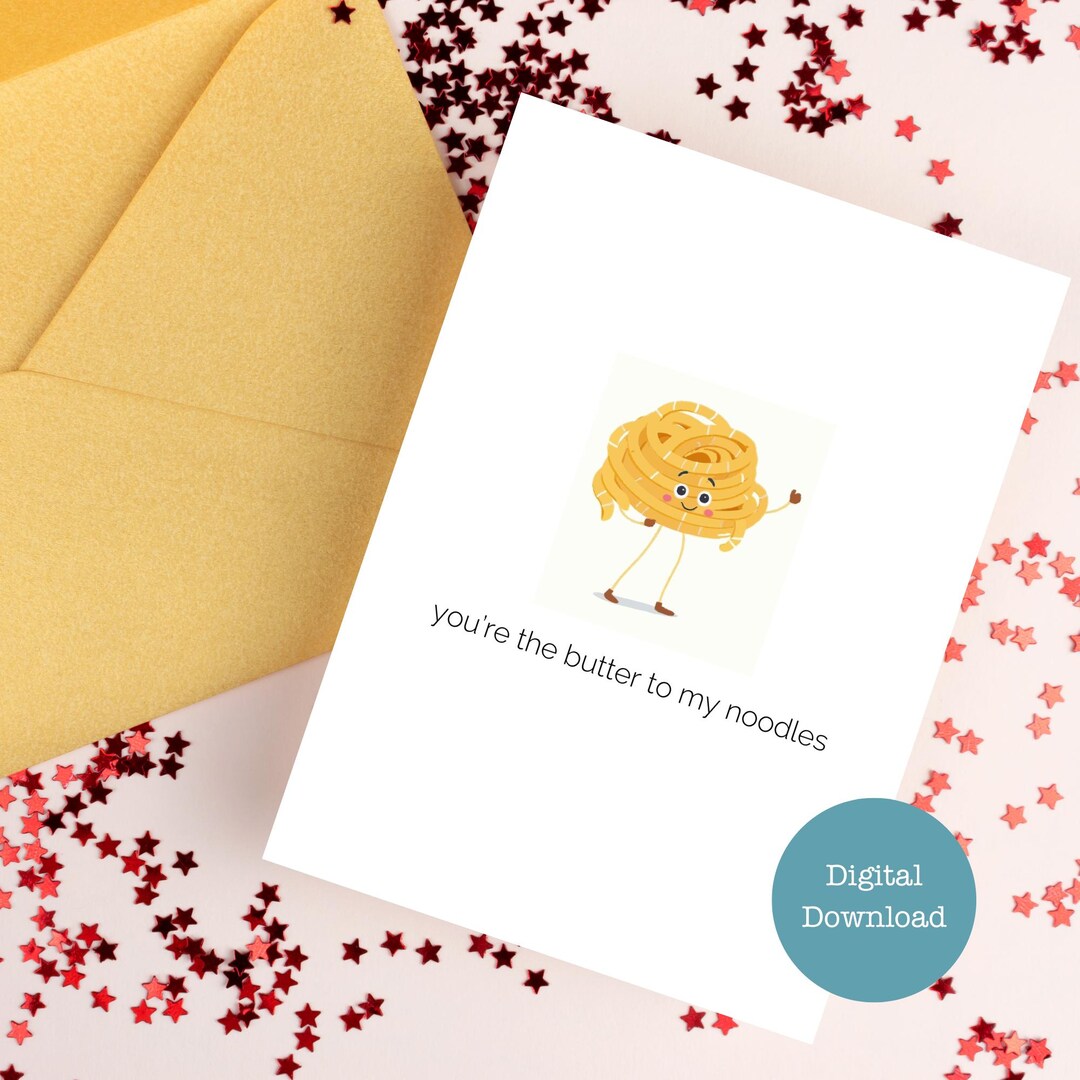 Funny Noodles Card - Printable Card - Valentine's Day Card - Digital ...
