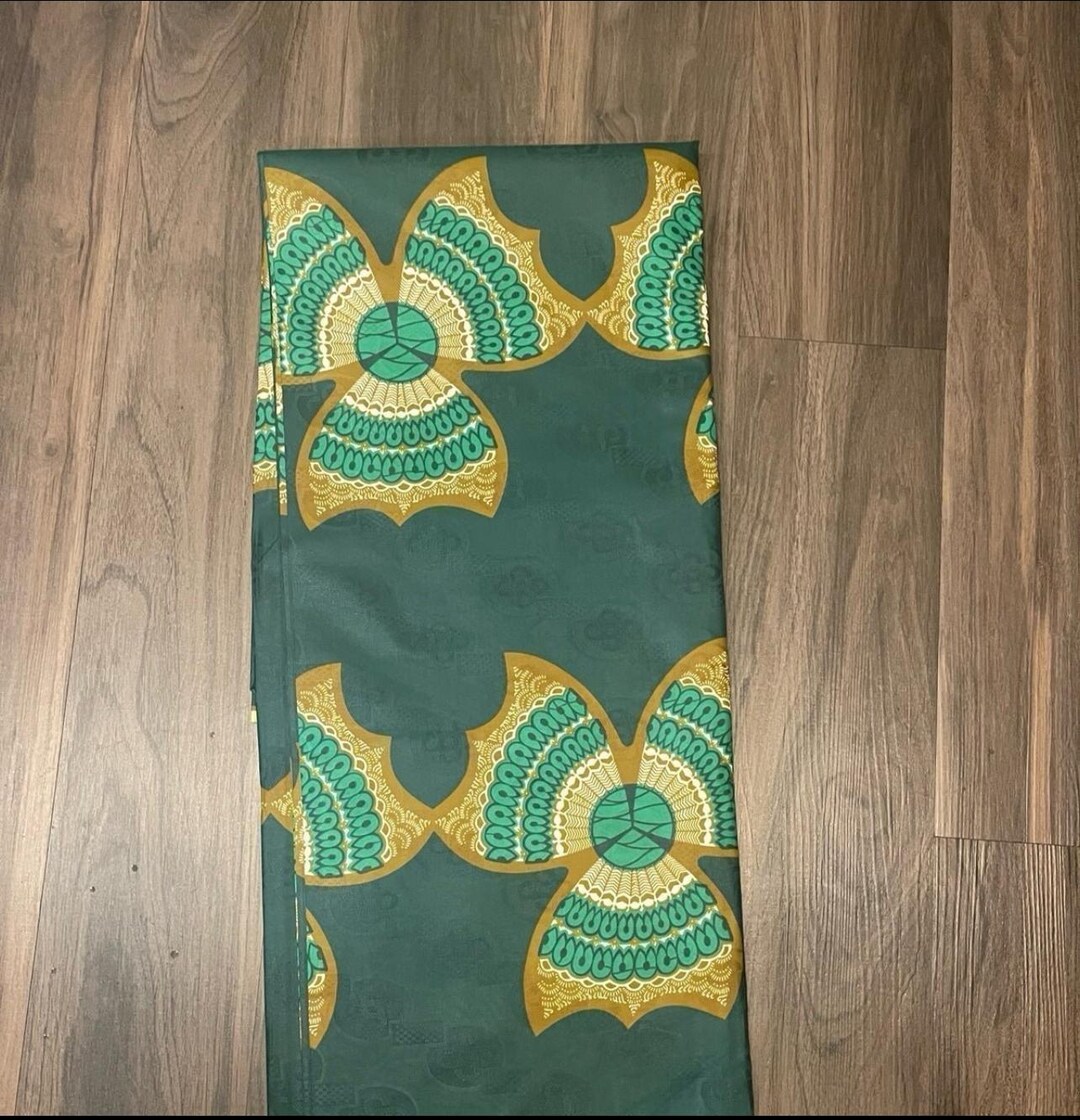 Authentic African Ankara Fabric-6 Yards of Bold Patterns & Colors Green ...