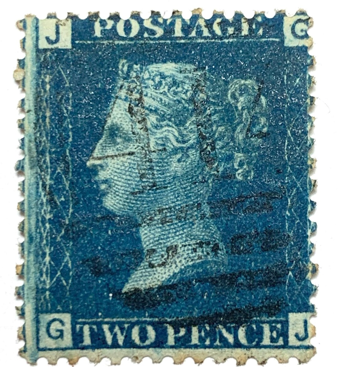 GB-UK Two Pence Blue Postage Stamp , "plate Gj", 1840 - Etsy