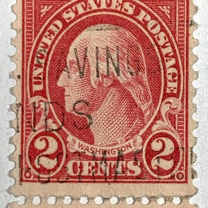 Vintage Rare US George Washington 2 Cents Stamp, Used, One Margin, 1923 ...
