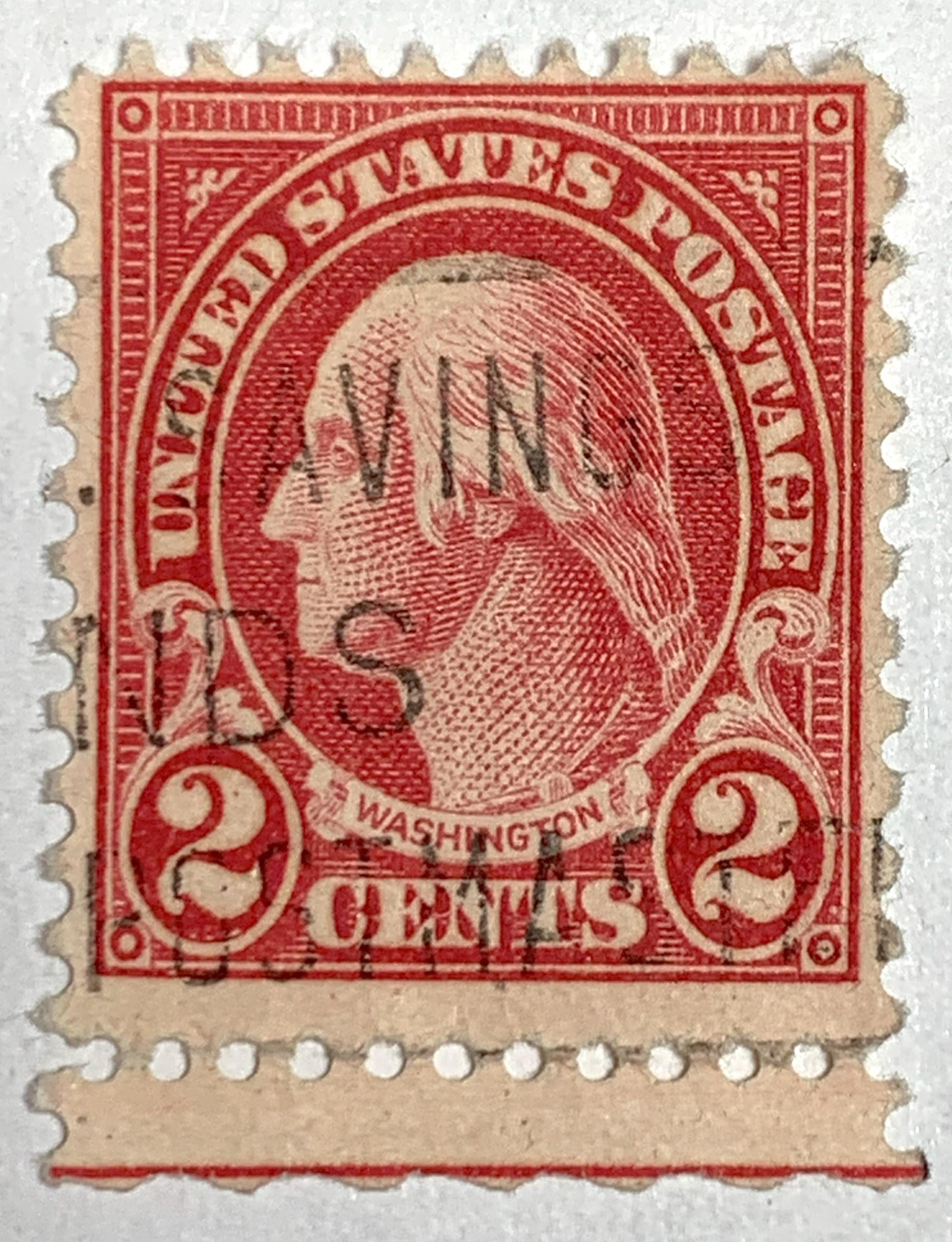 Vintage Rare US George Washington 2 Cents Stamp, Used, One Margin, 1923 ...