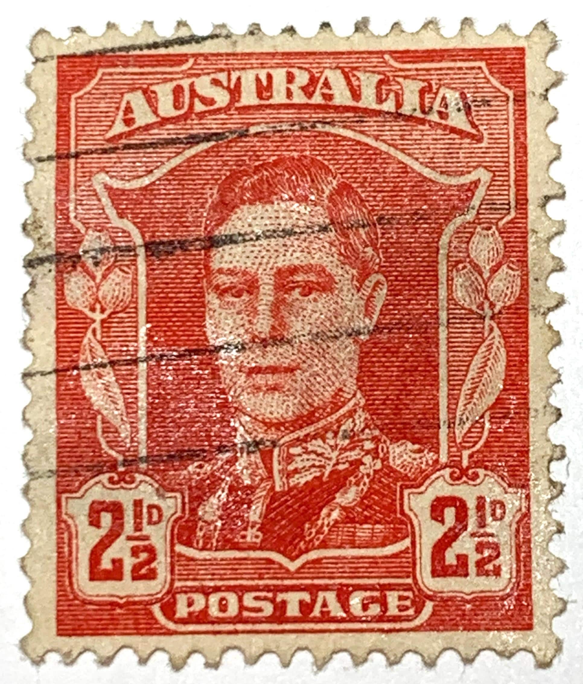 Vintage Rare Australia King George VI 2 1/2d Red Stamp, 1942 #2 - Etsy