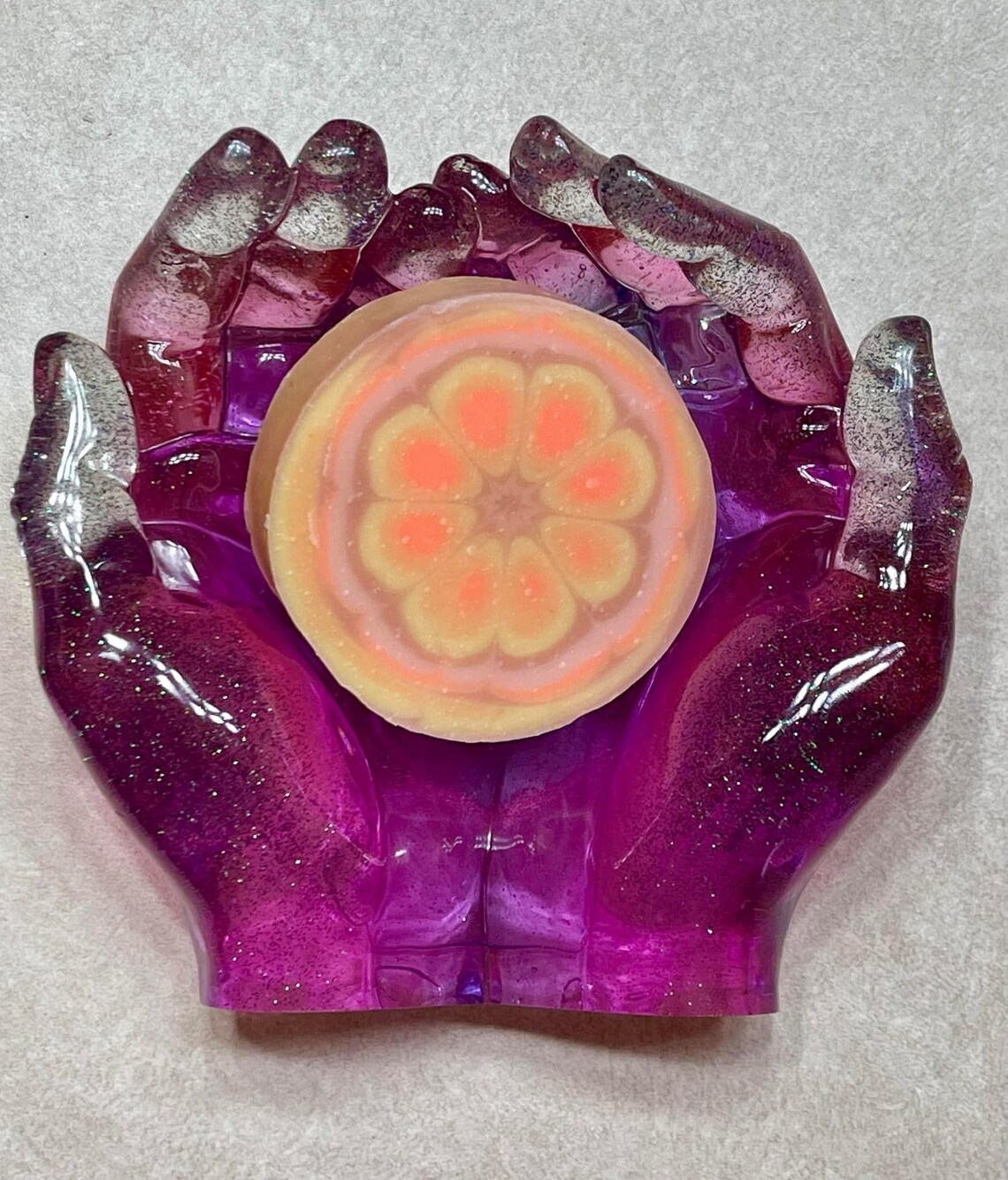 Soap Dish - Resin Hands Cradle for Soap Embellished With Gold Leaf ...