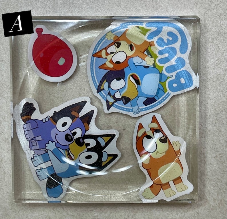 Bluey Soap Dishes Square Clear Resin With Assorted Bluey Decals ...