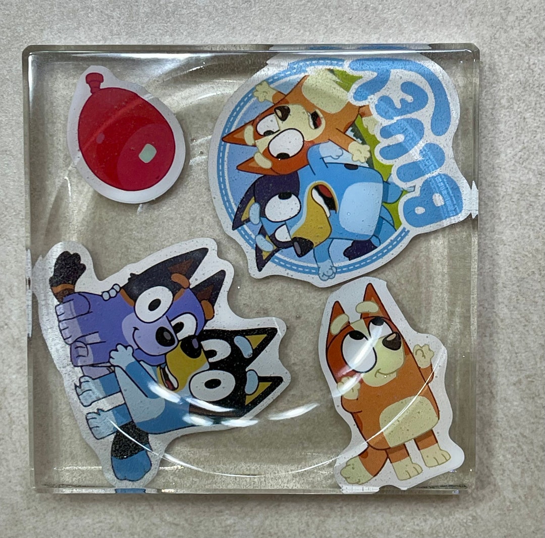 Bluey Soap Dish Square Clear Resin With Assorted Bluey Decals. Perfect ...