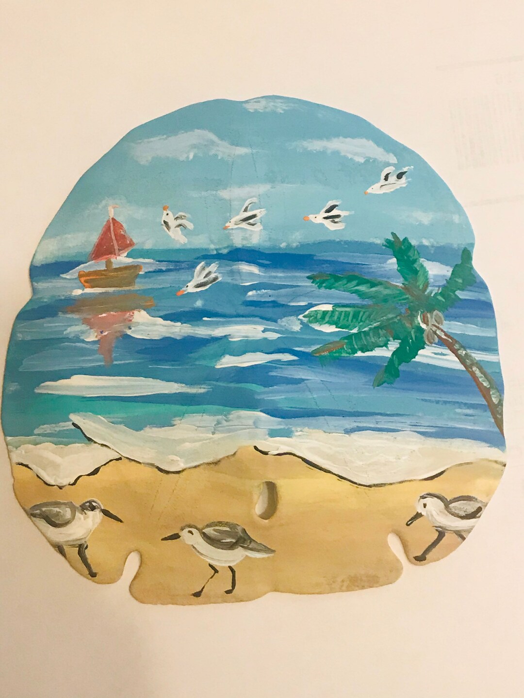 Sand Dollar Painting: Dreamy Ocean Scene Painted on Sandollar With ...