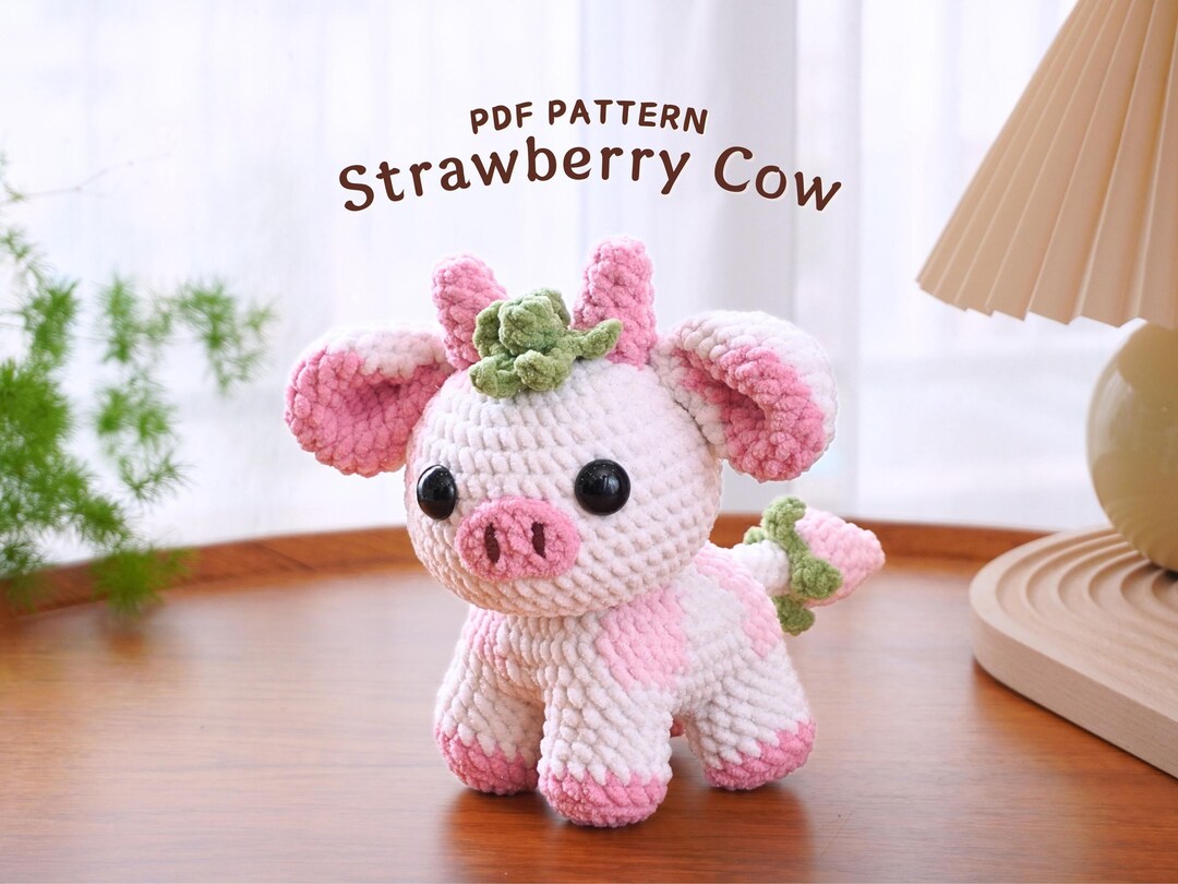 Strawberry Cow Crochet Pattern, Stuffed Animals Crochet Pattern ...