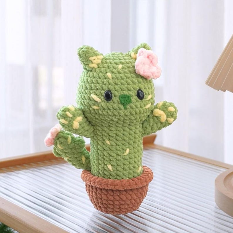 Cactus Cat Pot Crochet Pattern, Amigurumi Crochet Pattern, Adorable Cat ...