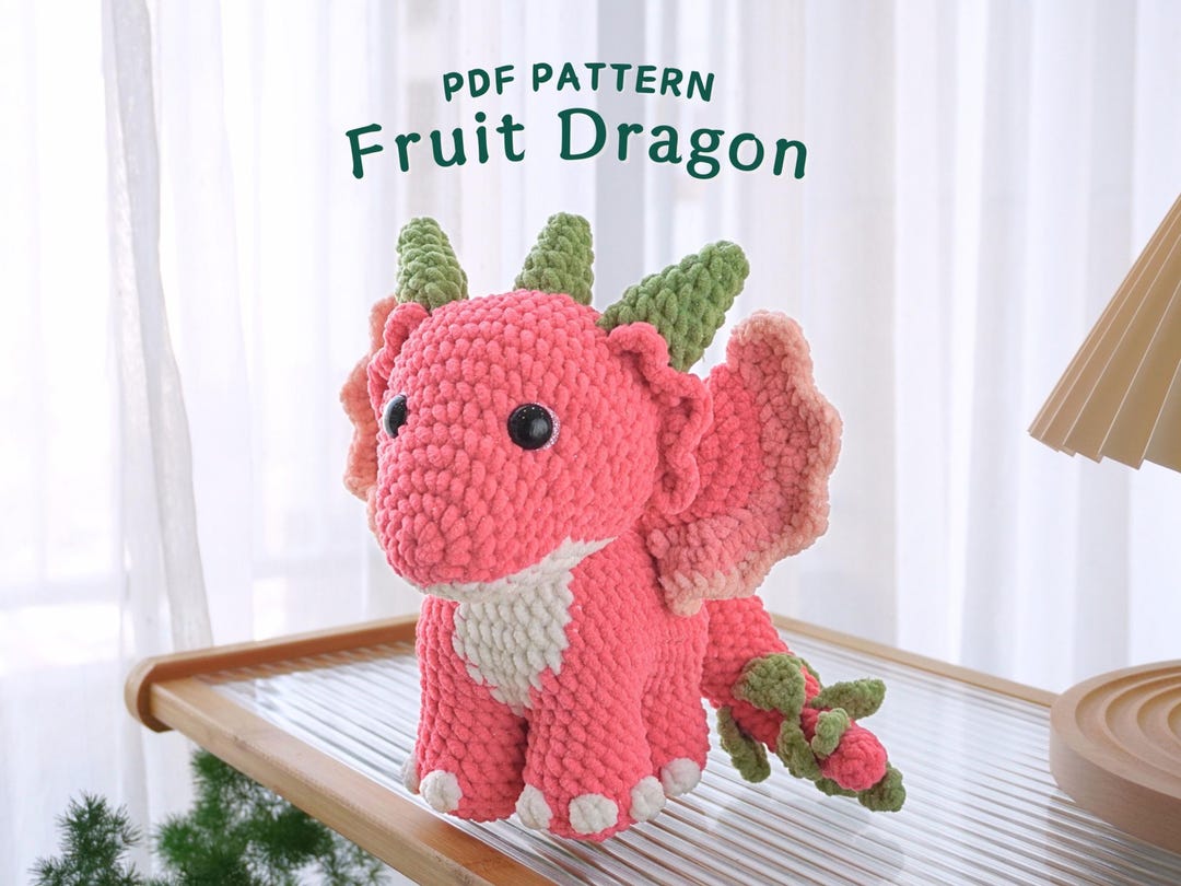 Dragonfruit Dragon Crochet Pattern, Amigurumi Crochet Pattern, Stuffed ...