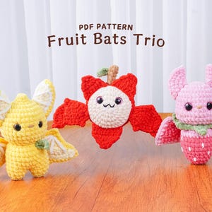 Fruit Bats Trio Crochet Patterns | Apple Bat Pattern, Lemon Bat Pattern ...