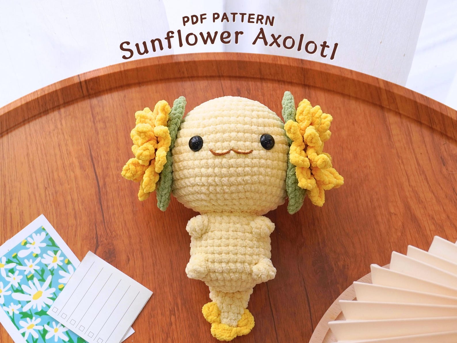 Sunflower Axolotl Crochet Pattern, Amigurumi Crochet Pattern, Adorable ...